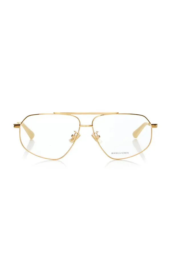 Bottega Veneta Aviator-frame Metal Glasses - Gold