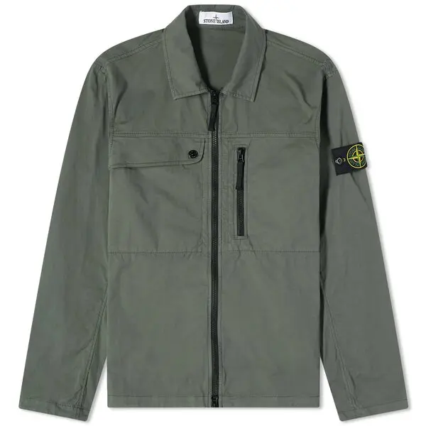 Stone Island Supima Cotton Twill Stretch-Tc Zip Shirt Jacket In