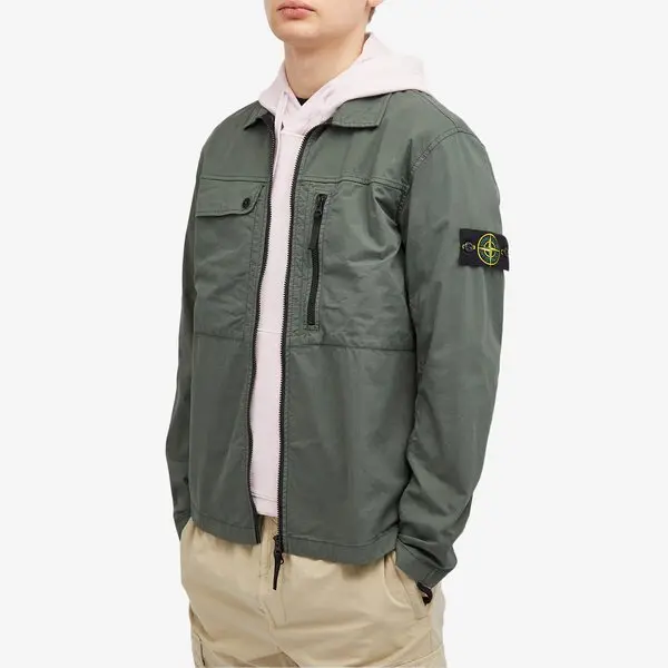 Stone Island Supima Cotton Twill Stretch-Tc Zip Shirt Jacket In
