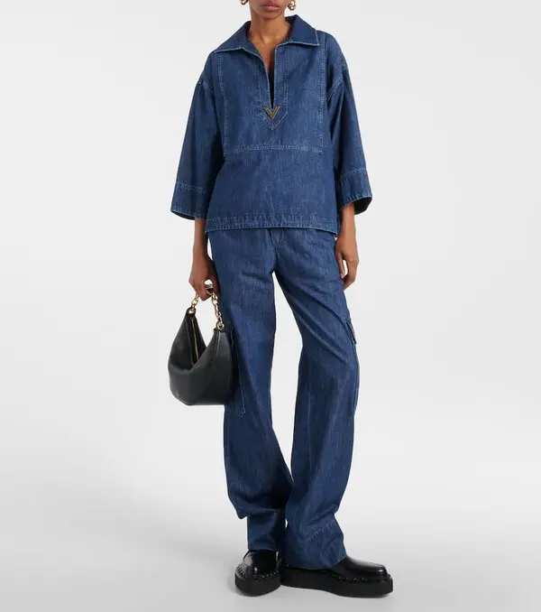 Valentino Garavani Vgold Wide-leg Cargo Jeans