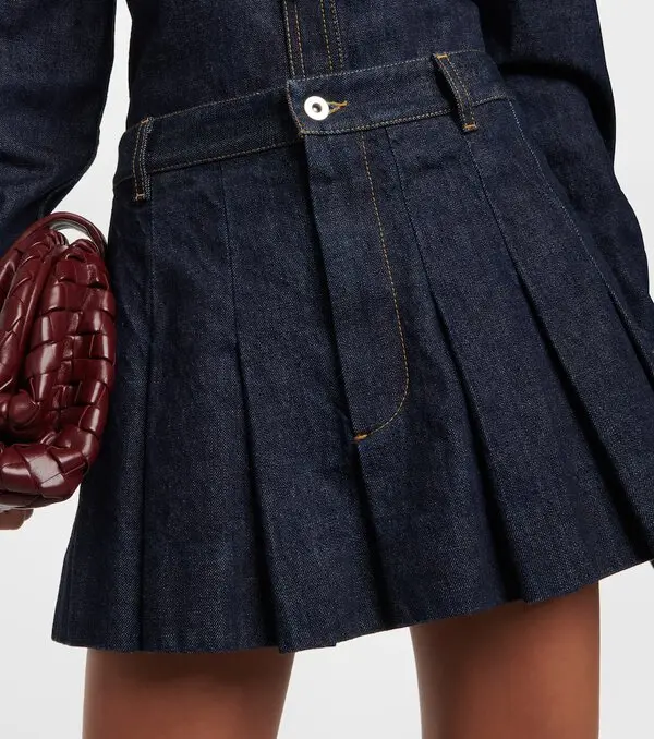 Bottega Veneta Soft Denim Pleated Skirt - Blue