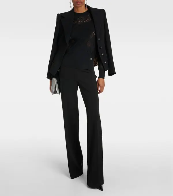 Dolce & Gabbana Lace-trimmed Cashmere-blend Sweater