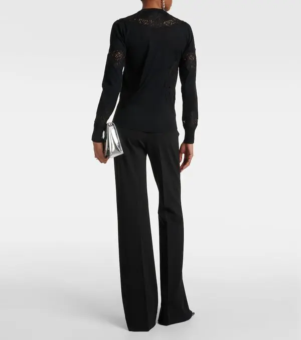Dolce & Gabbana Lace-trimmed Cashmere-blend Sweater
