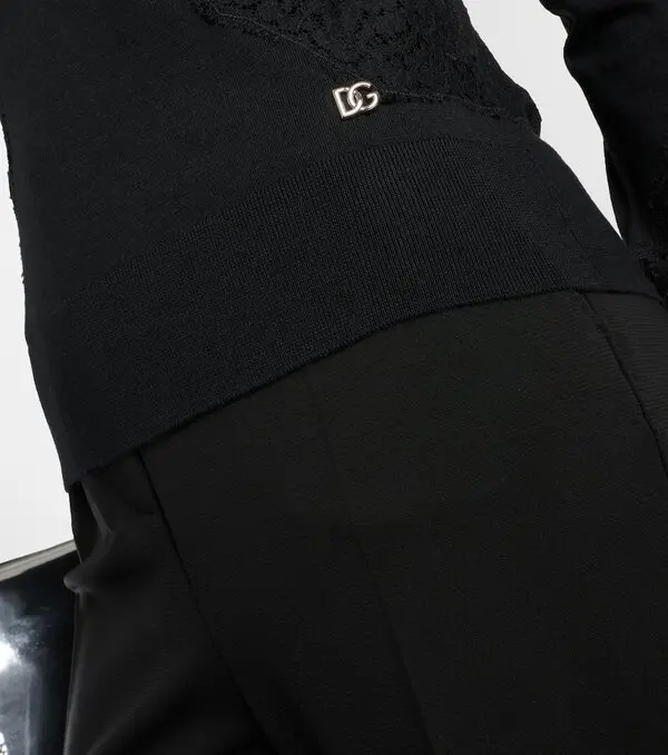 Dolce & Gabbana Lace-trimmed Cashmere-blend Sweater
