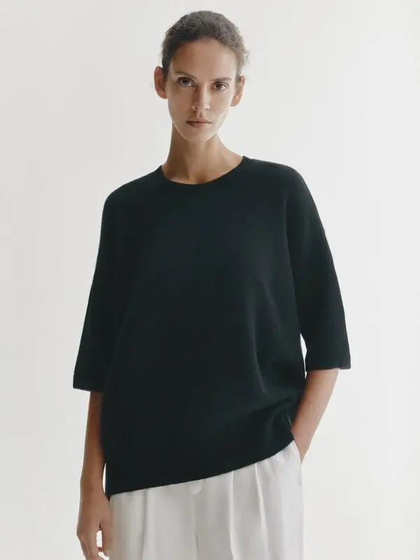 LISA YANG Camille Heavy Knit Cashmere Sweater - Black