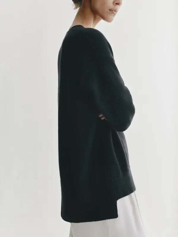 LISA YANG Camille Heavy Knit Cashmere Sweater - Black