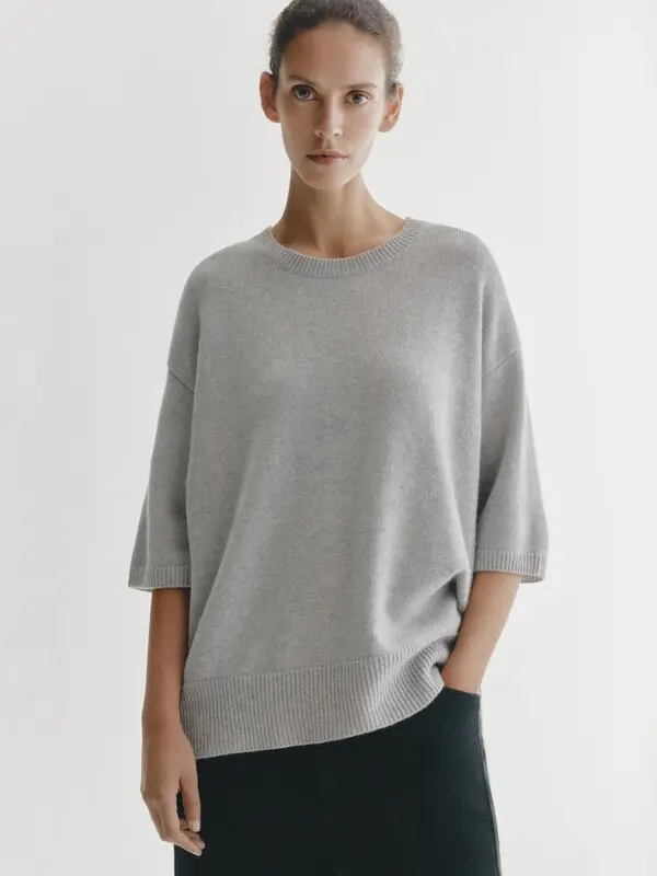 LISA YANG Camille Heavy Knit Cashmere Sweater - Dove Grey