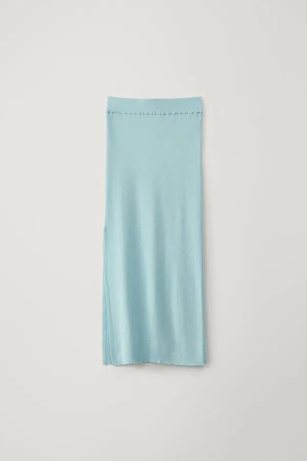 LISA YANG STORE Ronja Ribbed Cashmere Skirt - Blue