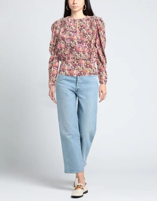 Isabel Marant Floral Print Crepe Top - Salmon Pink