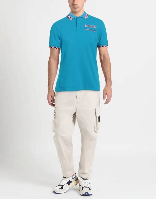 Just Cavalli Polo Shirt Size Cotton, Viscose, Polyamide, Elastane