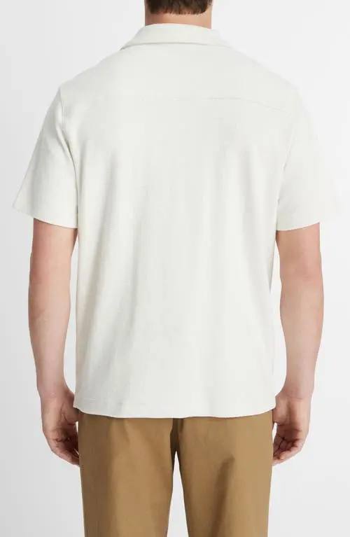 Vince Bouclé Knit Short Sleeve Camp Shirt - Bone