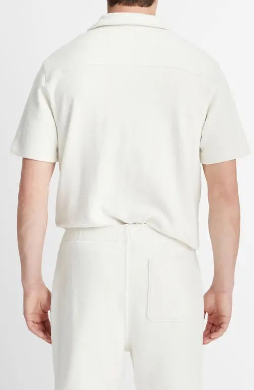 Vince Bouclé Knit Short Sleeve Camp Shirt - Bone