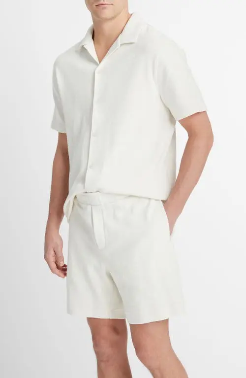 Vince Bouclé Knit Short Sleeve Camp Shirt - Bone
