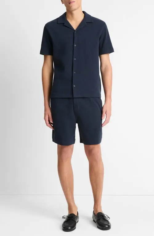 Vince Bouclé Knit Short Sleeve Camp Shirt - Coastal Blue