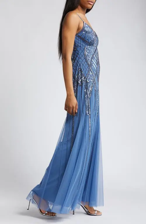 JUMP APPAREL Beaded A-line Gown - Ocean