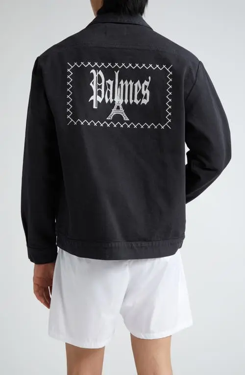 PALMES Organic Cotton Gothic Logo Jacket - Black