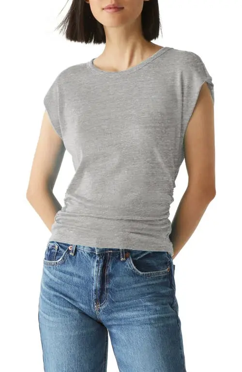 Michael Stars Joni Power Shoulder Rib Top - Heather Grey