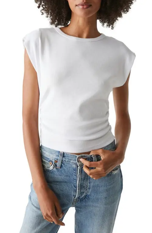 Michael Stars Joni Power Shoulder Rib Top - White