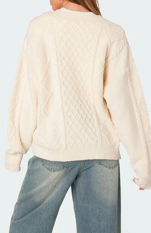 EDIKTED Rory Oversized Cable Stitch Cardigan
