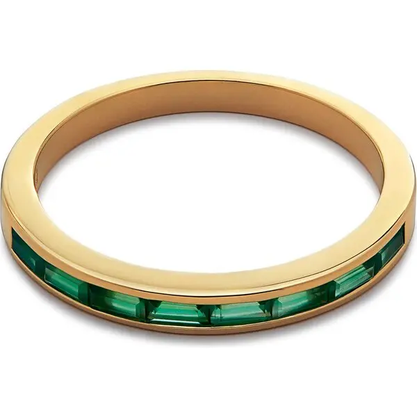 Monica Vinader Mini Baguette Half Eternity Ring - 18ct Gold Vermeil/green Onyx