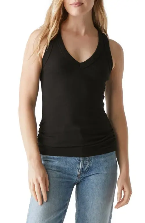 Michael Stars Blanche Side Ruched Tank - Black