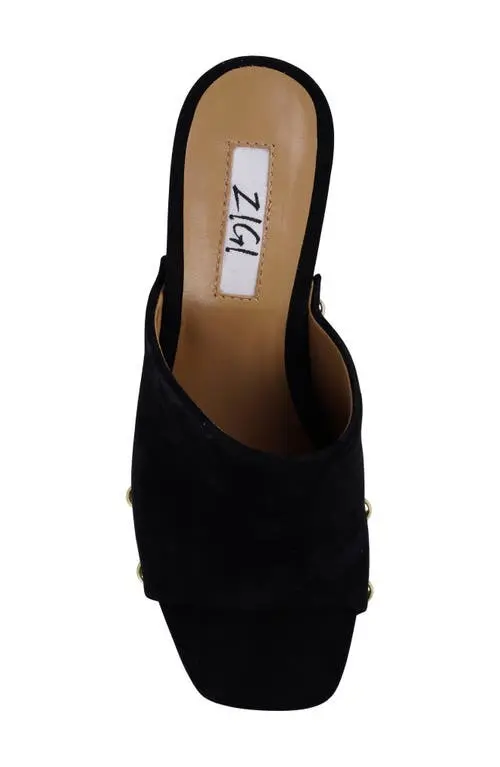 ZIGI Atlas Platform Slide Sandal - Black Suede