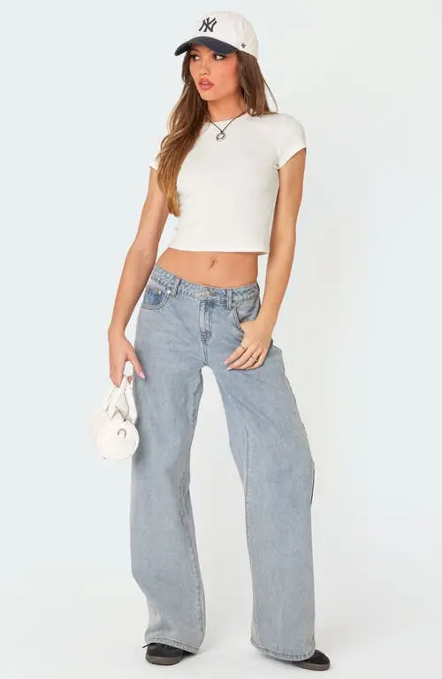 EDIKTED Better Basics Stretch Cotton Crop T-shirt - White