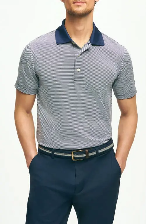 Brooks Brothers Microstripe Performance Golf Polo - Navy