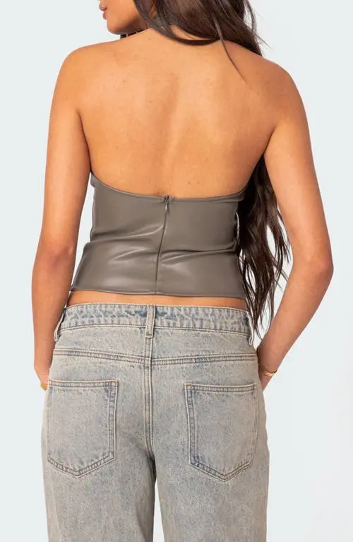 EDIKTED Sienna Faux Leather Halter Top