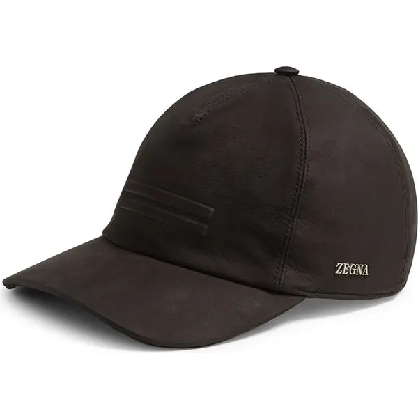 Zegna Secondskin Leather Baseball Cap - Dark Brown