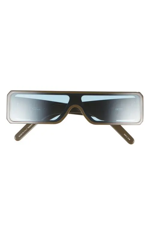 Rick Owens Gethshades Rectangular Shield Sunglasses - Olive Temple/amazonite Lens