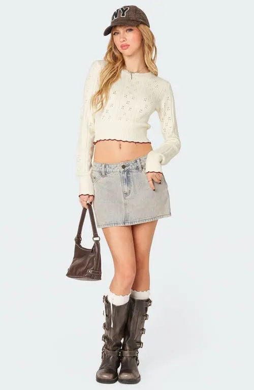 EDIKTED Pointelle Stitch Crop Sweater