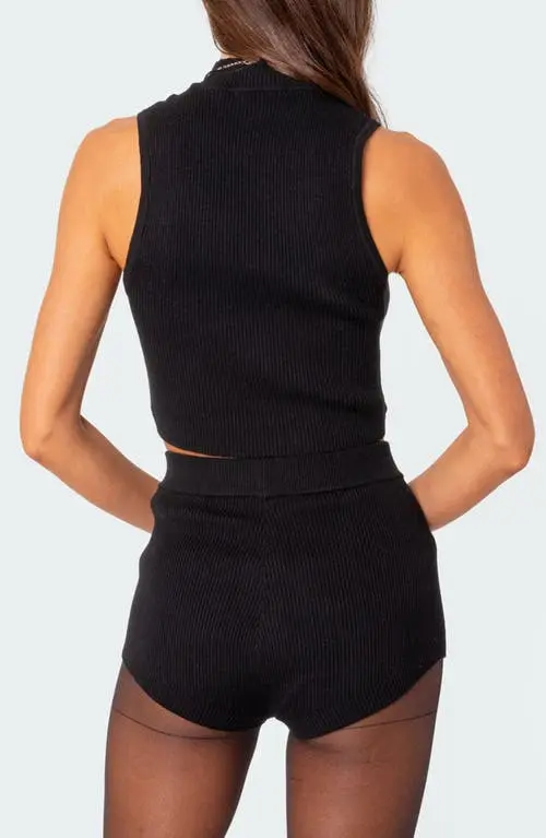 EDIKTED Marcus Mock Neck Rib Crop Sweater