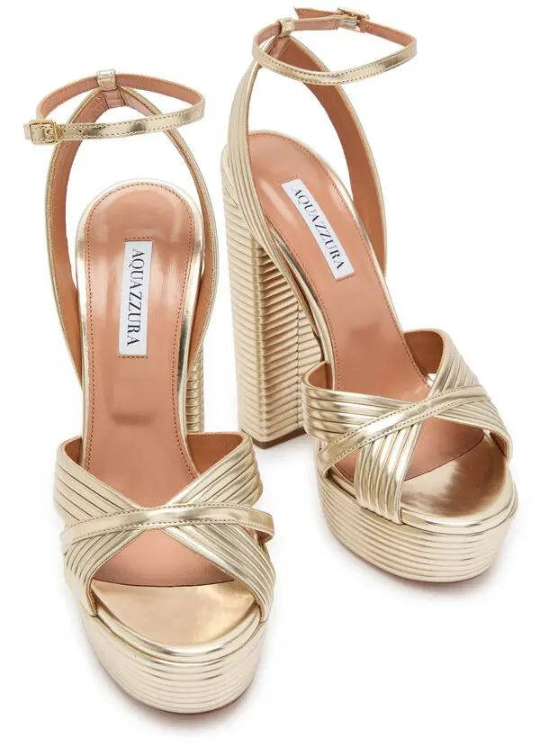 AQUAZZURA Sundance 140 Platform Sandals - Gold