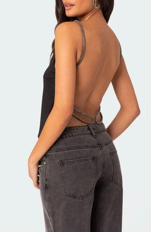 EDIKTED Karli Embellished Strap Open Back Top