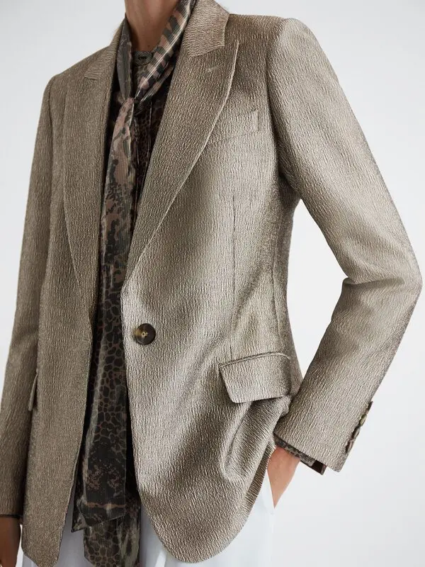 REISS Metallic Single-breasted Blazer