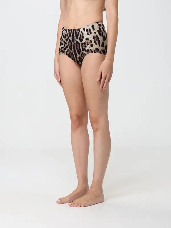 Dolce & Gabbana Animal Print High-waisted Bikini Briefs With Dg Logo - Brown