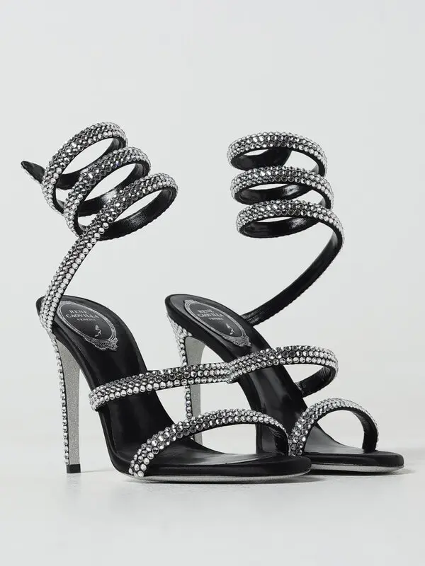 Rene Caovilla Embellished Stiletto Sandals - Silver