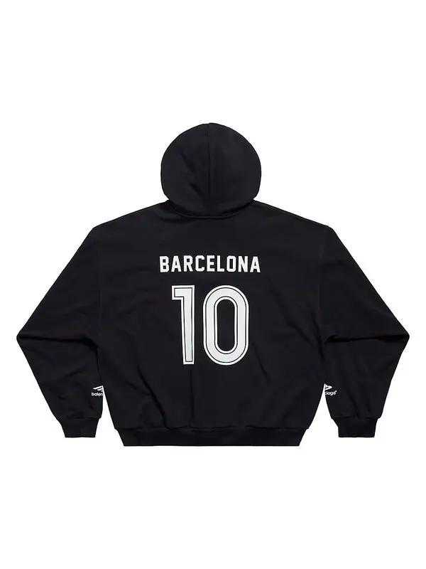 balenciaga パーカー BARCELONA 10 Balenciaga Barcelona Soccer Fit Zip-Up Hoodie - Black | Editorialist