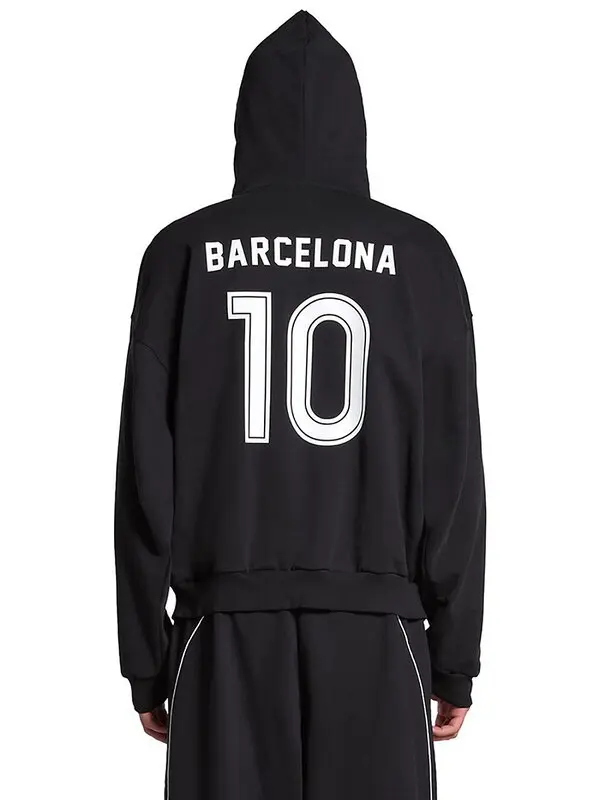 Balenciaga Barcelona Soccer Fit Zip-Up Hoodie - Black | Editorialist