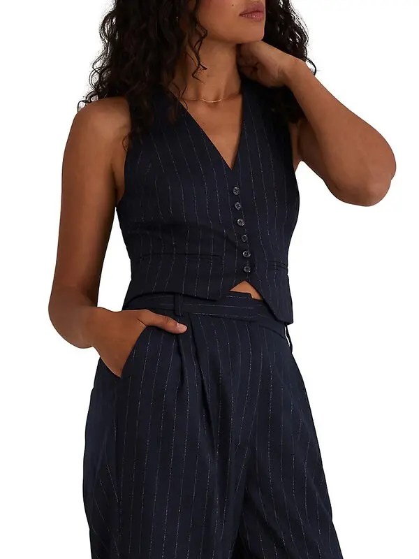 FAVORITE DAUGHTER The Favorite Pinstriped Crop Vest