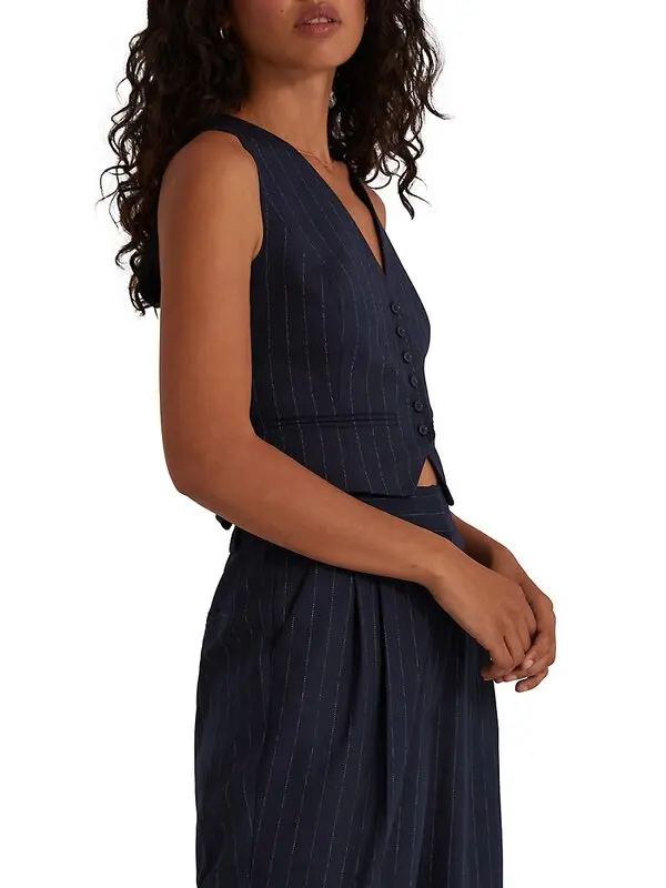 FAVORITE DAUGHTER The Favorite Pinstriped Crop Vest