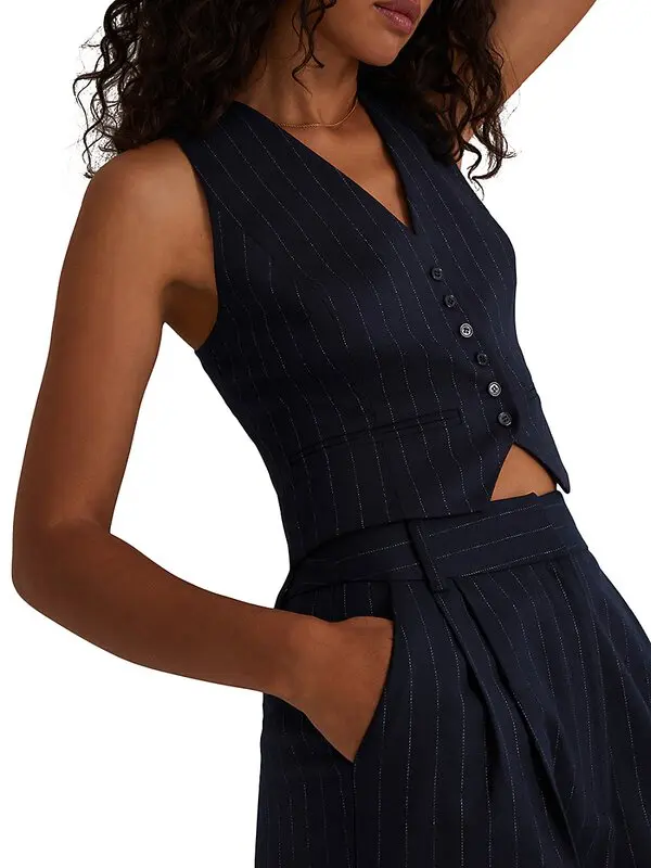 FAVORITE DAUGHTER The Favorite Pinstriped Crop Vest