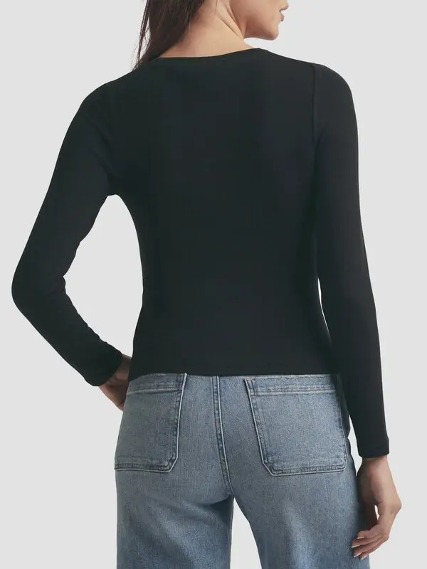 FAVORITE DAUGHTER Rib-knit Long-sleeve Top - Black