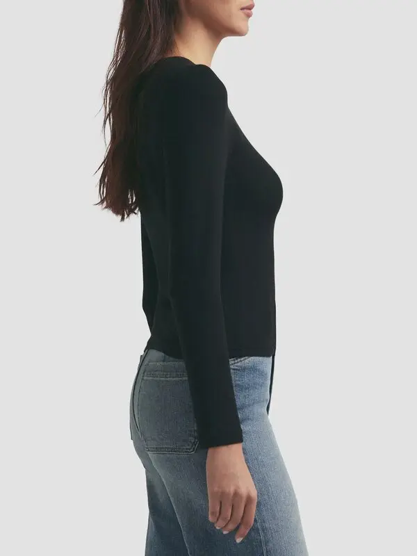 FAVORITE DAUGHTER Rib-knit Long-sleeve Top - Black