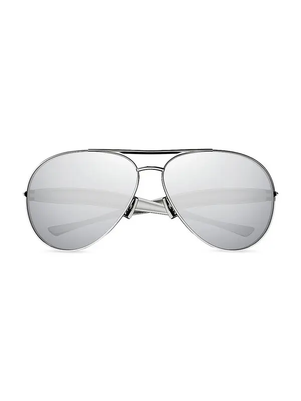 Bottega Veneta Sardine 64mm Pilot Sunglasses - Silver Grey