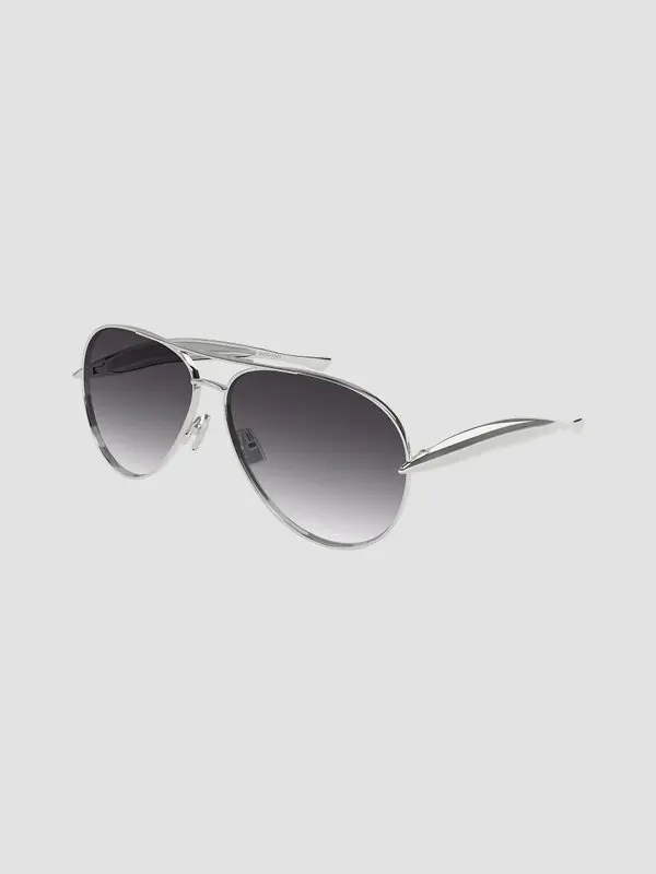 Bottega Veneta Sardine 64mm Pilot Sunglasses - Silver Grey