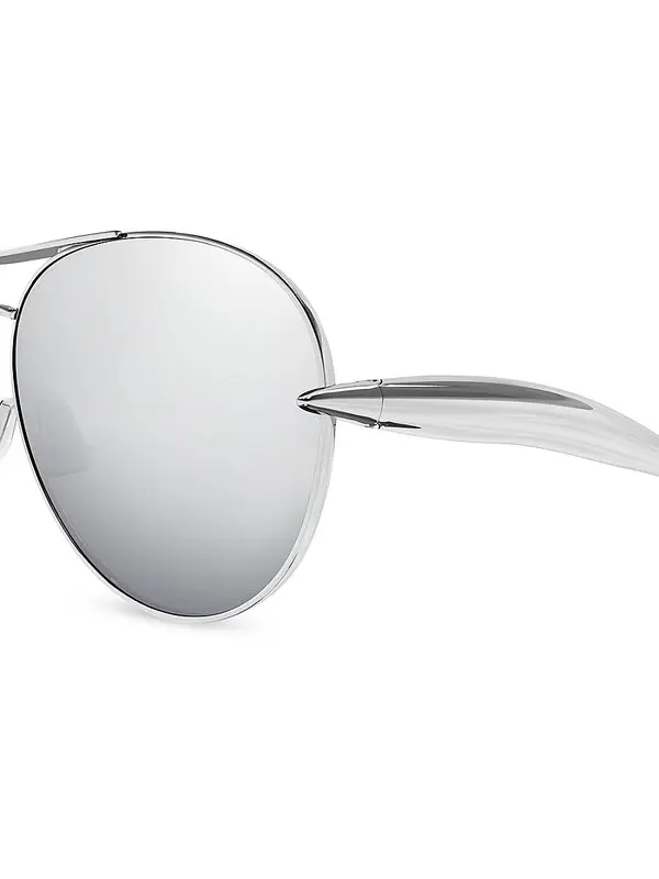 Bottega Veneta Sardine 64mm Pilot Sunglasses - Silver Grey