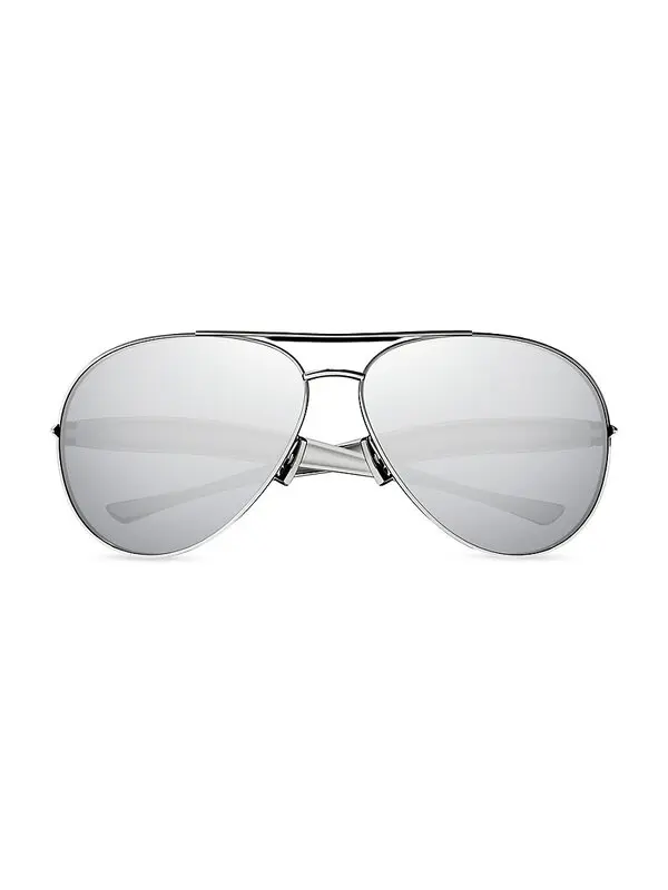 Bottega Veneta Sardine 64mm Pilot Sunglasses - Silver Grey