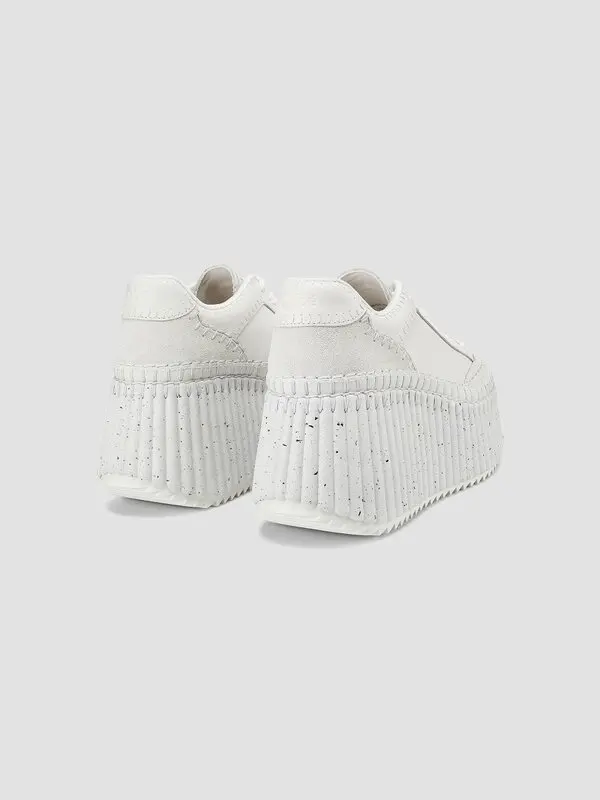 Chloé Nama Leather Platform Sneakers - White